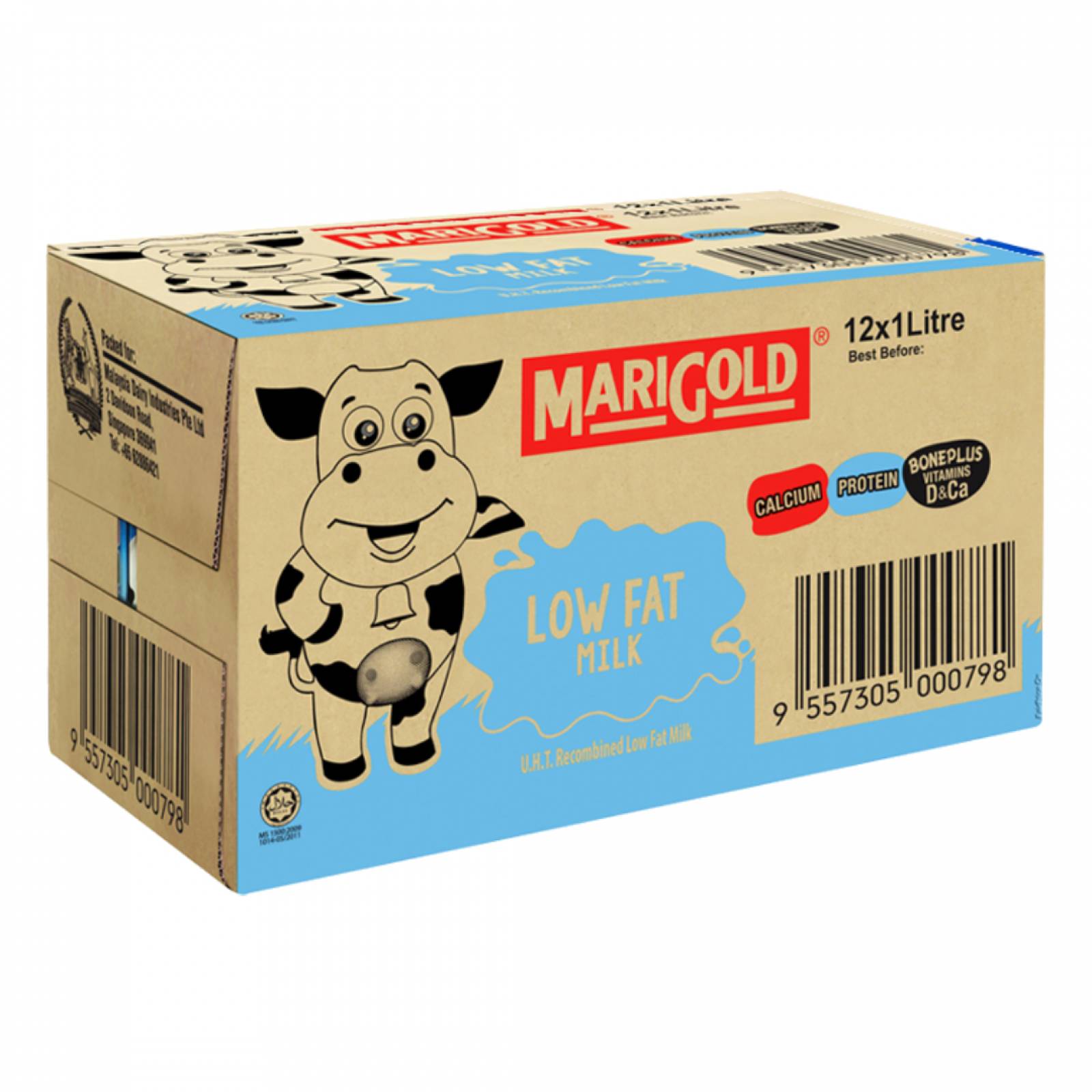 Marigold UHT Packet Milk - Low Fat 12 x 1L (CTN)